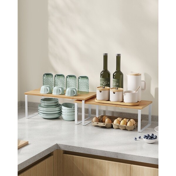 Two Tier Kitchen Counter Shelves Space Saving Cabinet Organizers for Small Spaces Set of 2 On Sale Bed Bath Beyond 39679956