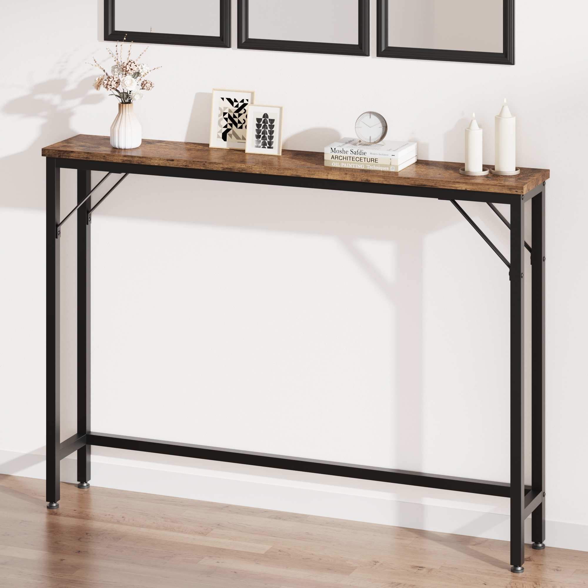 Console Table with 2 Outlet and 2 USB Ports,Entryway Table Narrow ...