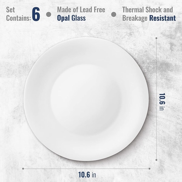 Bormioli Rocco Set of 6 White Moon Opal Glass Plates - Bed Bath ...