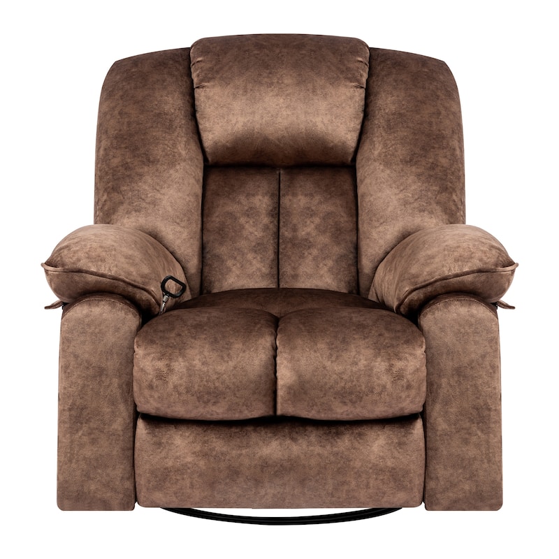 Oversize Velvet Manual Swivel Rocker Heating Massage Recliner Chair With Usb And Cup Holders