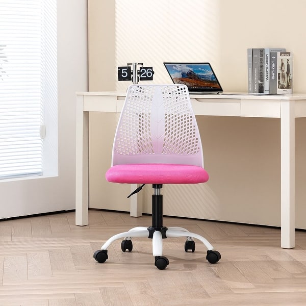 Armless Task Chair Low-Back Swivel Rolling Chair for Small Space - Bed ...