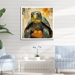 Designart "Cubist Abstraction Of A Turtle Using Olive Green Cd62Bf84 ...
