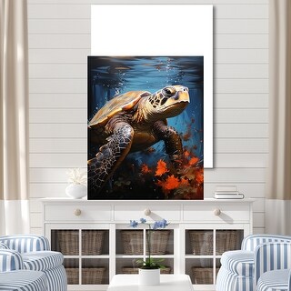 Designart "Urban Aquatic Explorer " Turtle Animal Wall Art - Bed Bath ...