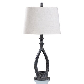 Asha - Bronze Stone Transitional Table Lamp - Heathered Off-White Shade ...