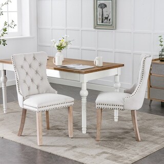 High-end Tufted Solid Wood Contemporary Flax Upholstered Dining Chair ...