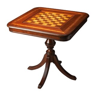 Traditional Square Wooden Antique Cherry Game Table - Medium Brown ...