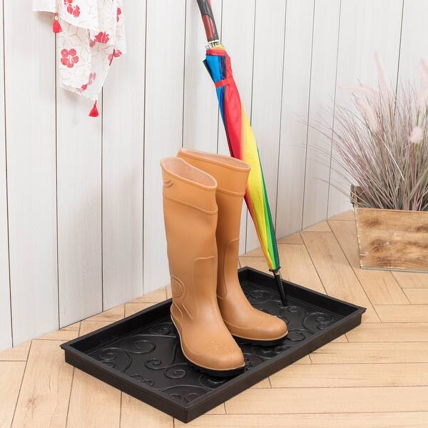 Jani Natural & Recycled Rubber Boot Tray with Cross Embossed Coir ...
