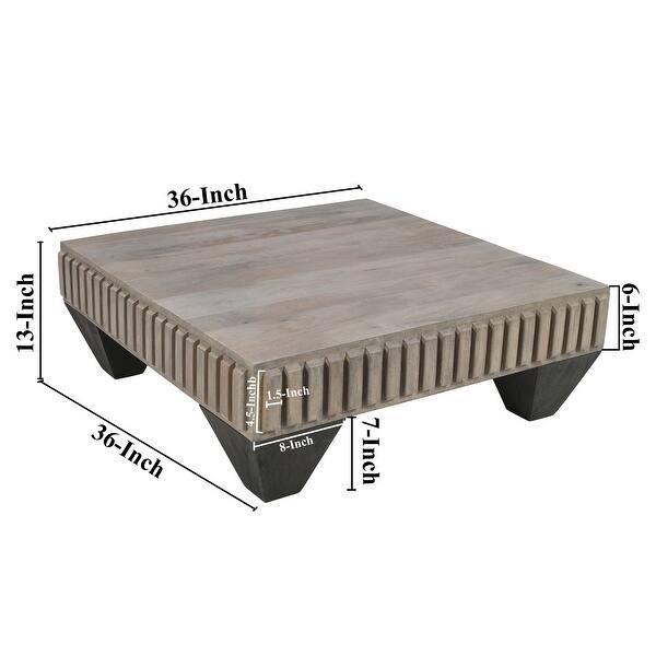 Tokyo Inspired 36 Inch Square Mango Wood Coffee Table - Handcrafted ...