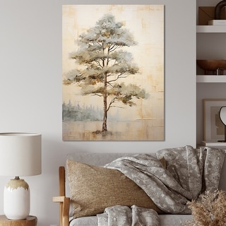 Designart "Beige Tree Pine Zen Scenery" Tree Pine Wall Art - Bed Bath ...
