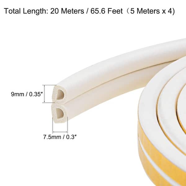 Foam Tape Self-Adhesive Seal Strip D-Shaped 4Pcs - White - 9mm(W)x7.5mm ...