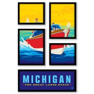 Americanflat Michigan State Pride 5 Piece Grid Wall Art Room Decor Set ...