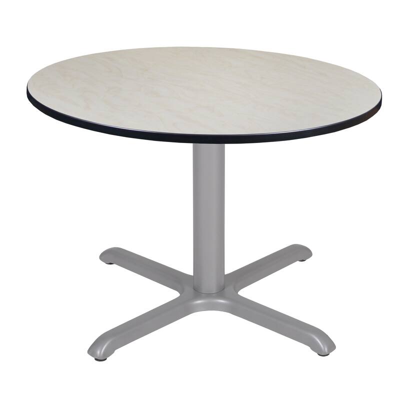 Via Round Melamine Table with Metallic X-cross Base - Overstock - 25776594