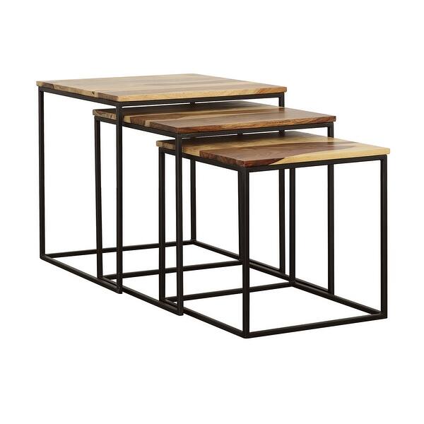 Belcourt 3-piece Square Nesting Tables Natural and Black - On Sale ...