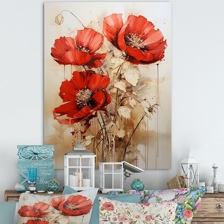 Designart "Radiant Red Poppies Pulse " Poppies Wall Art - Bed Bath ...