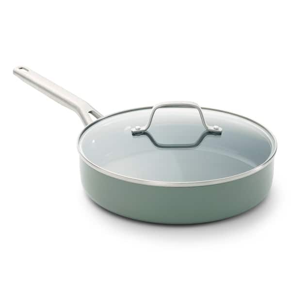 Calphalon Ceramic Nonstick 3-Qt. Saut Pan with Lid, Silver Ash - Bed ...