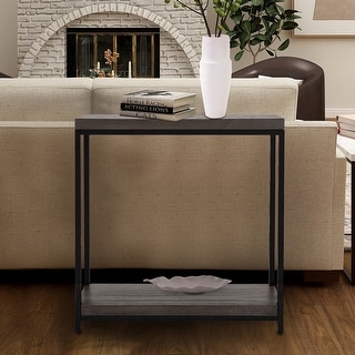 Allan Andrews Rectangular Gray Wood Console Table with Matte Black ...