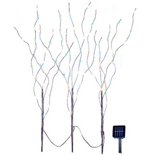 Solar Powered Multicolor Holiday Branch Stakes - Set of 3 - 19.630 x 2. ...