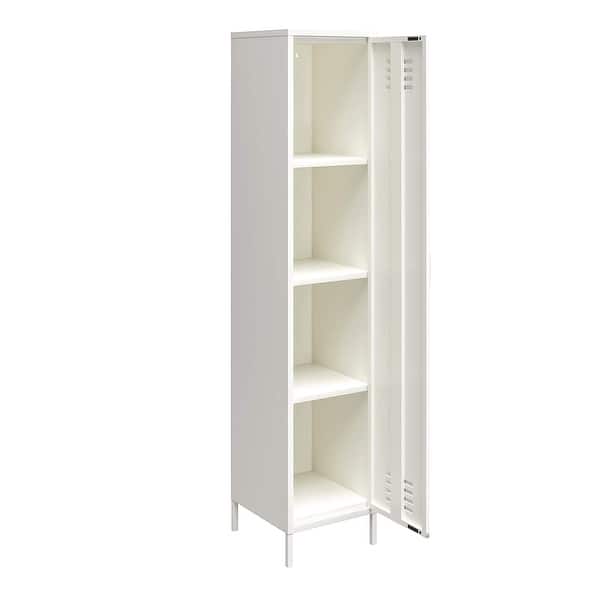 1 Door Tall Single Metal Locker Style Storage Cabinet, Soft White - Bed ...
