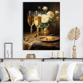 Designart "Champagne Collage With Glasses" Champagne Wall Art - Bed ...