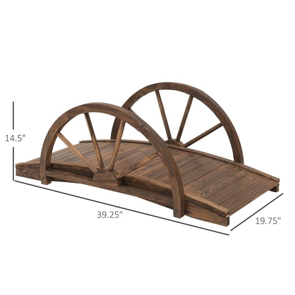 Outsunny 3.3ft Wooden Garden Bridge Arc Stained Finish Walkway with ...