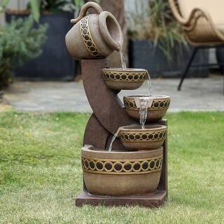 Brown Resin Cascading Pitchers Outdoor Fountain - Bed Bath & Beyond ...