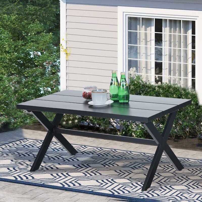 37" Patio Metal Rectangle Dining Table - Overstock - 33077578