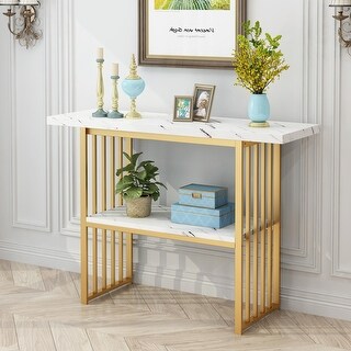Modern 42-Inch Console Table with Geometric Metal Legs - Bed Bath ...