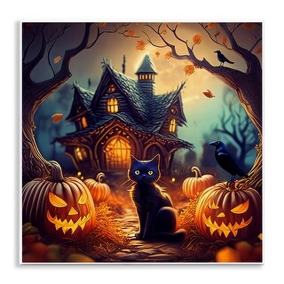 Stupell Haunted House & Black Cat Wall Plaque Art Design By Alina ...