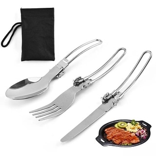 Folding Cutlery Eating Utensil Set for Outdoor Camping Mess Kit - Bed ...