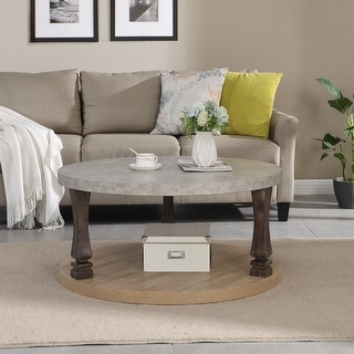 Elegant Vintage Style Round Coffee Table with Storage Shelf - Bed Bath ...