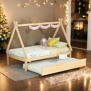 Twin size Tent Floor Bed, Teepee Bed, with Trundle - Bed Bath & Beyond ...