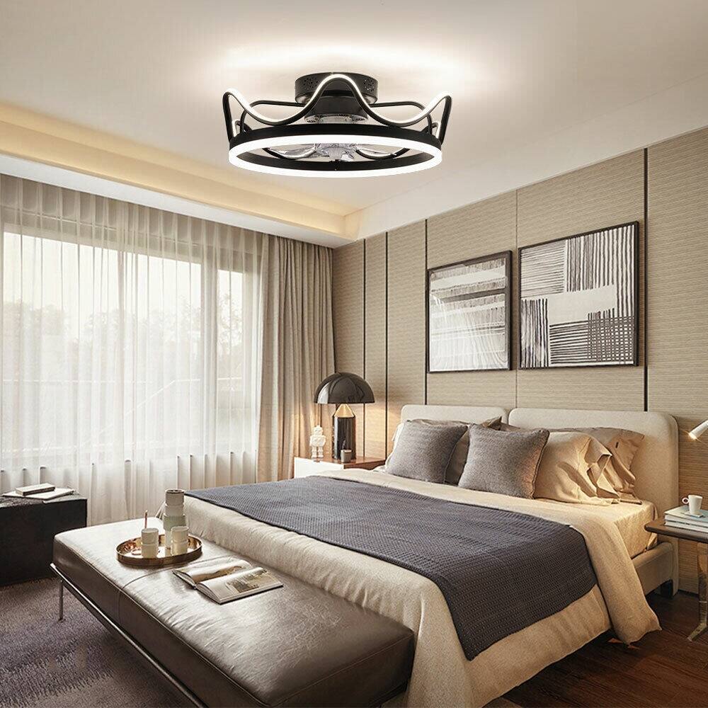 22'' Ceiling Fan Light Remote 3-Speed Bladeless Ceiling Fan Chandelier ...
