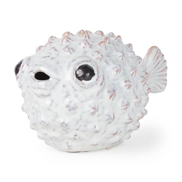 Spike II (Large) Off-White Ceramic Puffer Fish - Large - Bed Bath ...