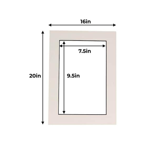 16x20 Mat for 8x10 Photo - White with Black Core Matboard for Frames ...