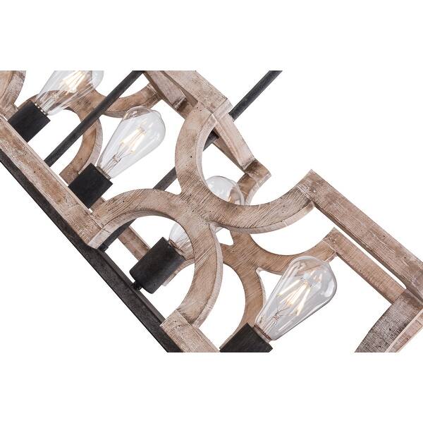 35" Wood Modern Farmhouse Kitchen Island Chandeliers 5-Light Linear ...