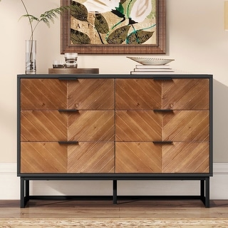 6-Drawers Dresser with Metal Leg and Handle for Bedroom, Storage ...