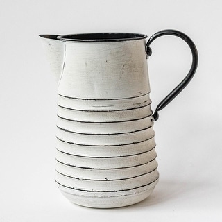 Washed White And Black Metal Pitcher Shaped Vase - Bed Bath & Beyond ...