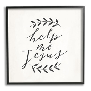 Stupell Help Me Jesus Simple Foliage Minimal Farmhouse Framed Wall Art ...