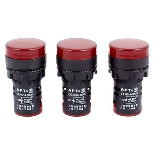 3Pcs AC220V 22mm Mount Dia Round Indicator Pilot Light Signal Lamp Red ...