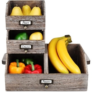 3 Pcs Set Multipurpose Countertop Wooden Stackable Storage Bin Boxes ...