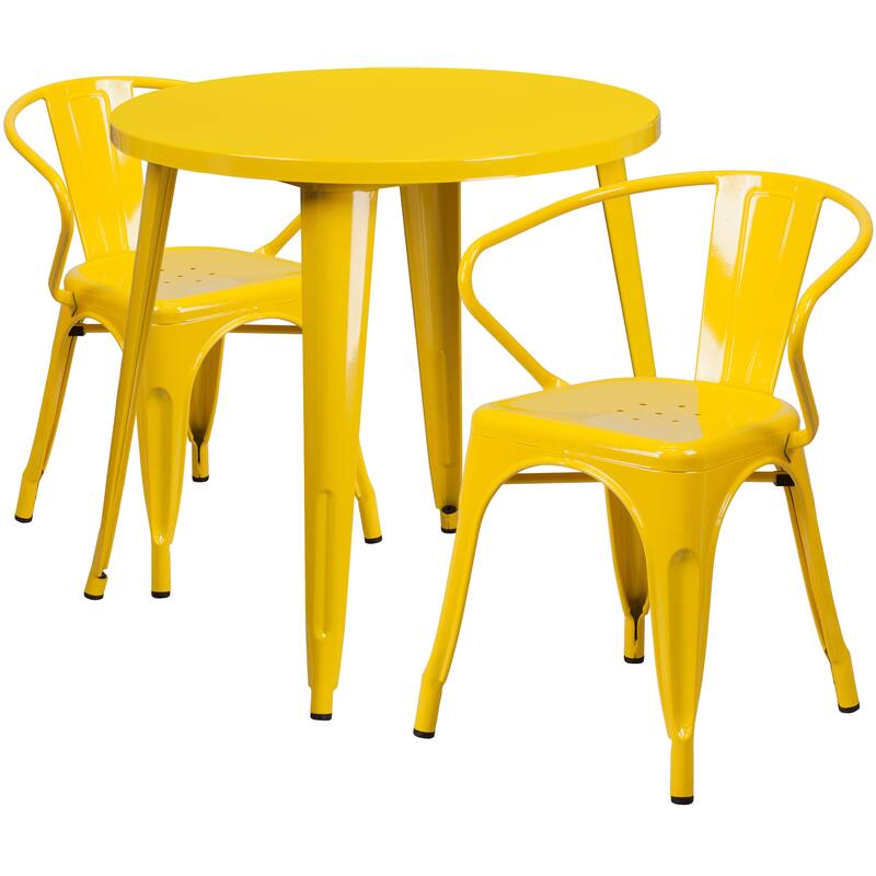 30'-inch Round Metal Indoor-Outdoor Table Set - Overstock - 13532479