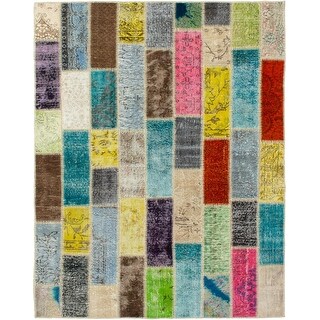 ECARPETGALLERY Hand-knotted Color Transition Patchwork Multi Wool Rug ...