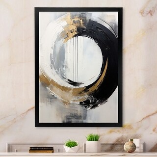 Designart "New Balance Dreams Abstract Gold And Black I" Abstract ...