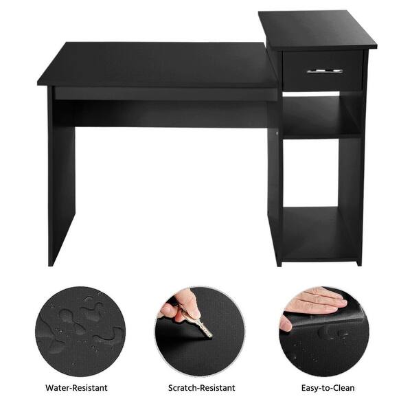 PC Study Table 43 Inch Computer Desk CPU Storage Shelves Drawer Bedroom ...