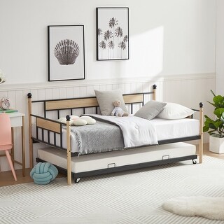 Twin Size Daybed Sofa Bed With Trundle And Metal Framed - Bed Bath ...