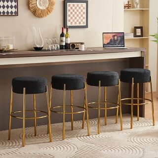 Set of 2 Contemporary Round High Bar Stools - 30" Height, Perfect for ...
