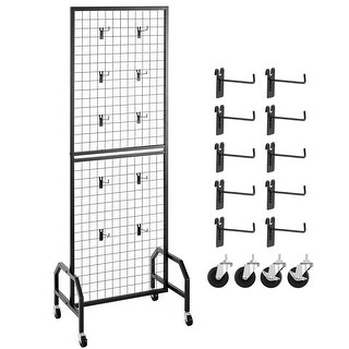 Grid Wall Panel Wire Display Rack With Wheels And Ten Hooks - Bed Bath ...