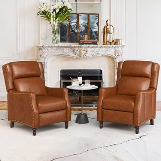 Modern Genuine Leather Recliner Chairs Push Back Adjustable Recliners ...