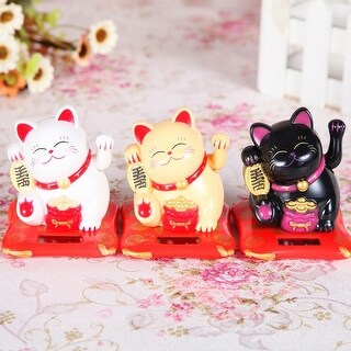 Waving Cat Ornament Safe Decorative Stylish Japanese Lucky Cat Solar ...