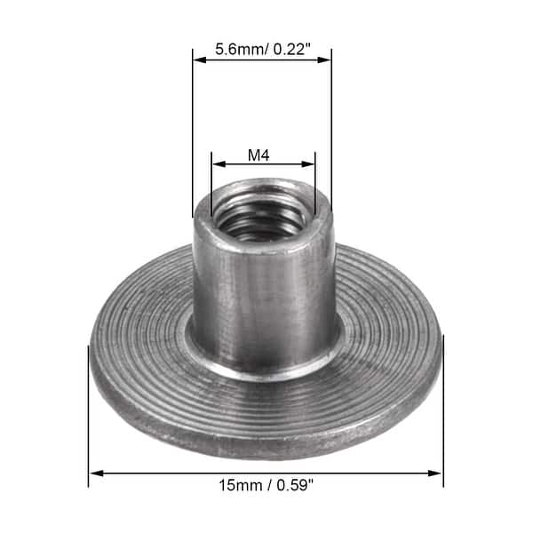 Brad Hole Tee Nut, Carbon Steel Round Base Screw-In T-Nut - Bed Bath ...